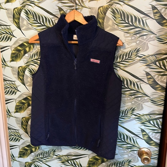 Vineyard Vines | Jackets & Coats | Gg5 Navy Blue Fleece Vest W Pink ...